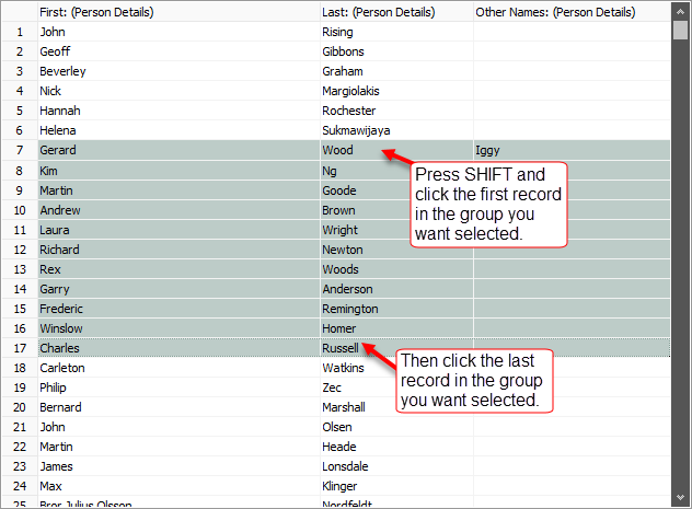 How to select records