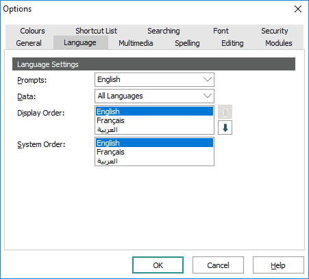 Support for multiple languages