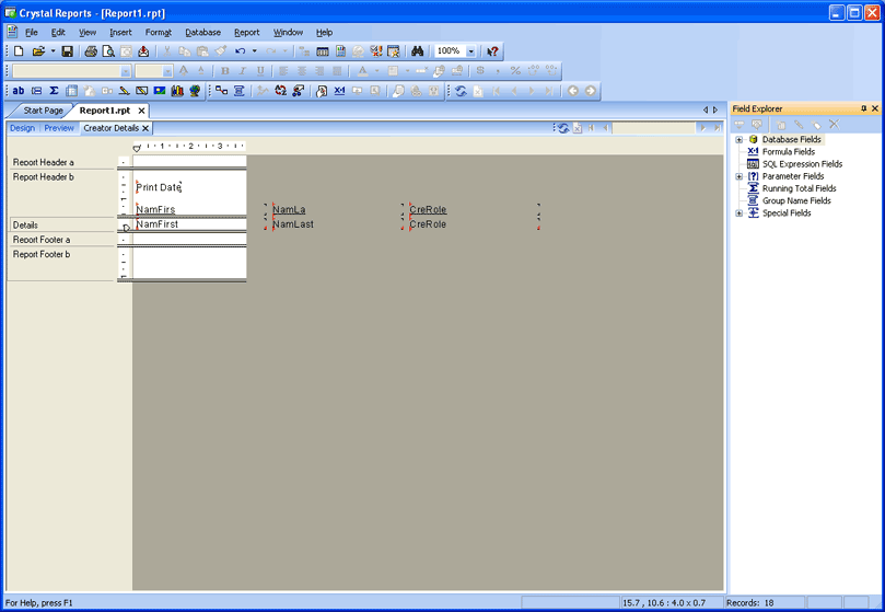 How to edit a report in the Crystal Reports Designer