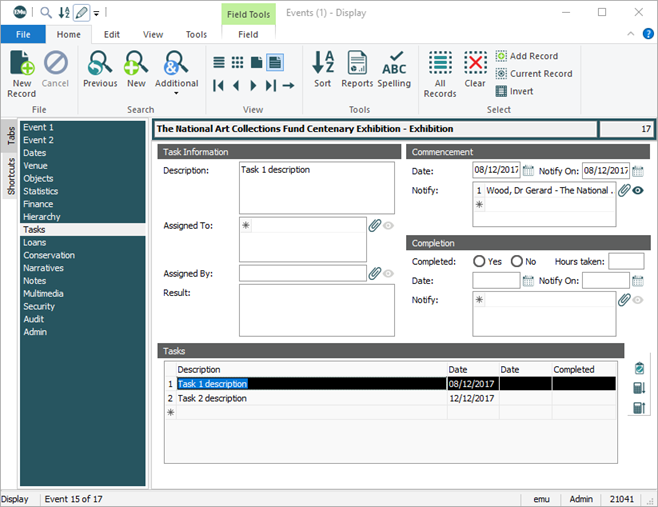 Example 8: Nested tables and an update