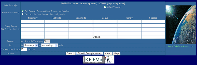 Texxml data sources: accessing a local EMu system