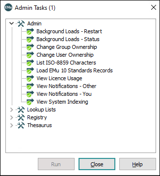 Admin Task Registry entry